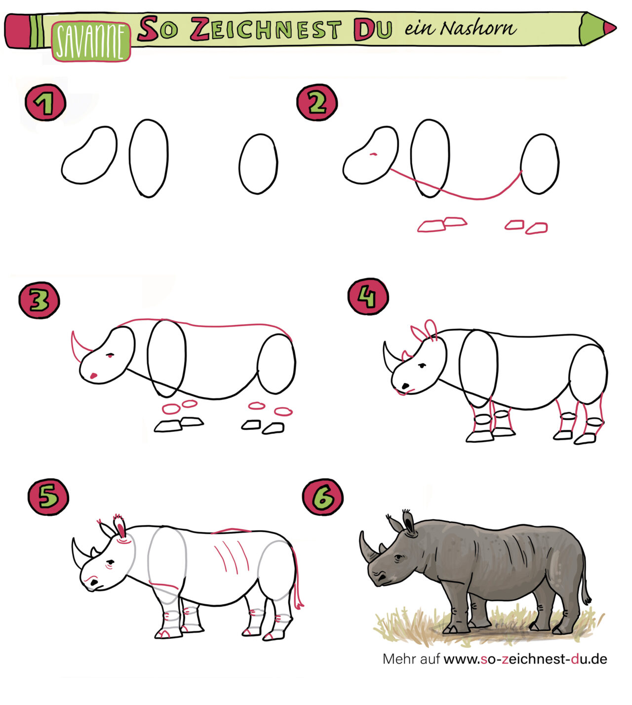 So zeichnest du ein Nashorn - So zeichnest du